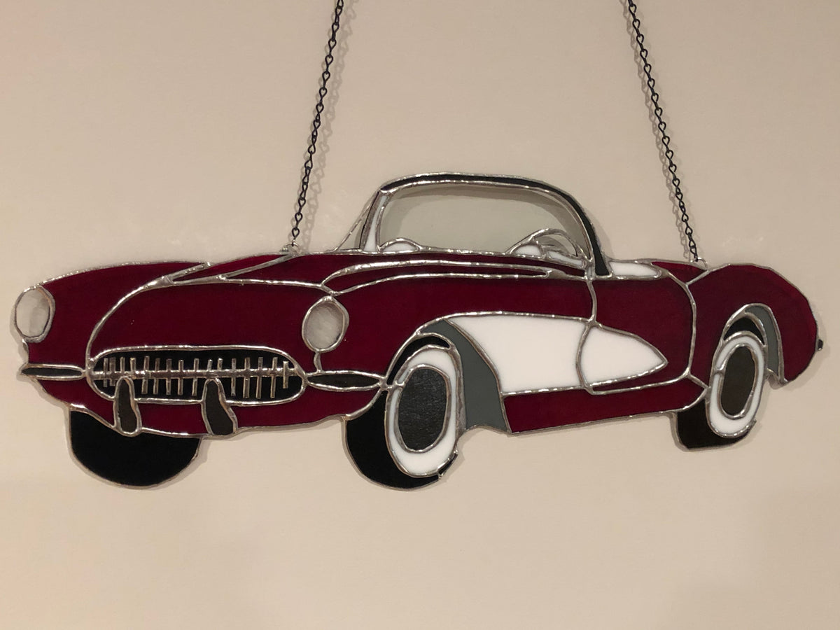 Red Corvette Stained Glass – Red Lips Glass Art